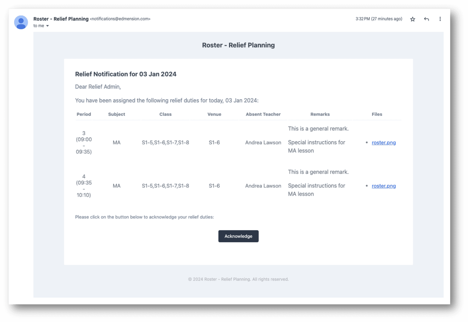 Roster: Relief Teacher Planning & Exam Invigilation Scheduling