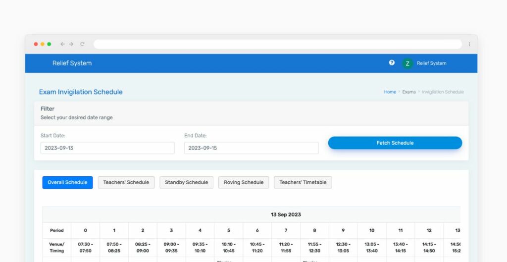 Roster: Relief Teacher Planning & Exam Invigilation Scheduling
